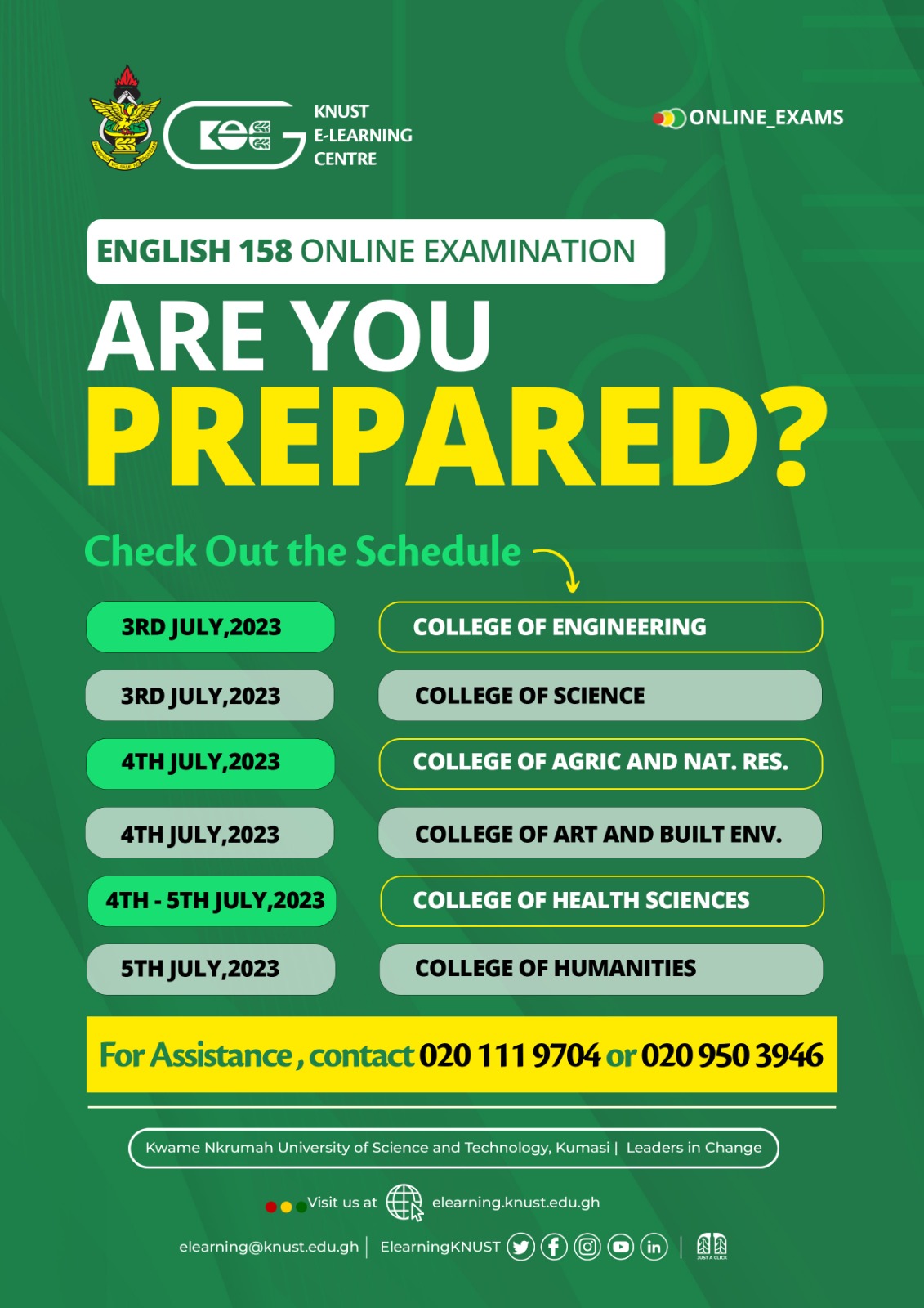 Online Examination Schedule for English 158 (COMMUNICATION SKILLS ...