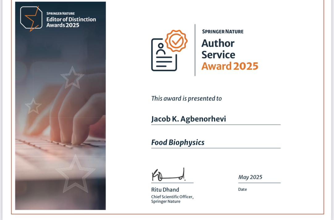 KNUST's Prof Jacob Agbenorhevi receives dual Springer Nature Awards for ...